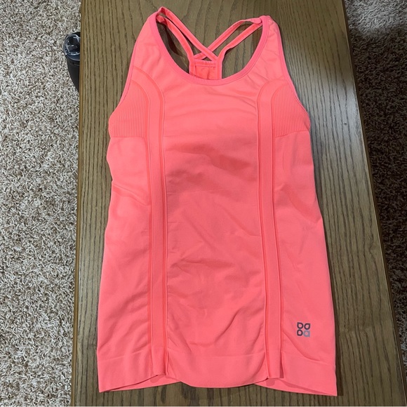 Actra | Tops | Actra Bright Orange Workout Top With Built In Bra | Poshmark